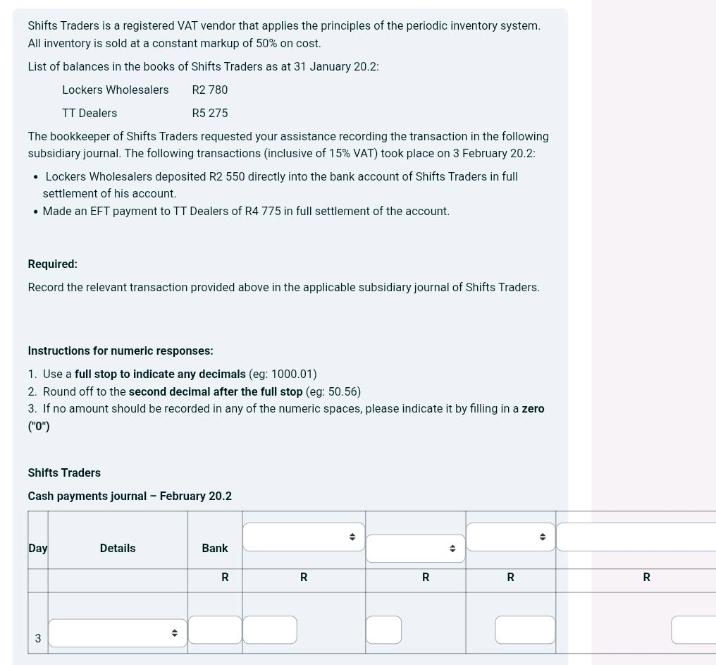 Shifts Traders is a registered VAT vendor | StudyX