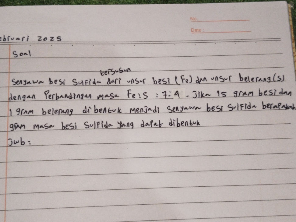 Senyawa besi Sulfida dari unsur besi (Fe) | StudyX