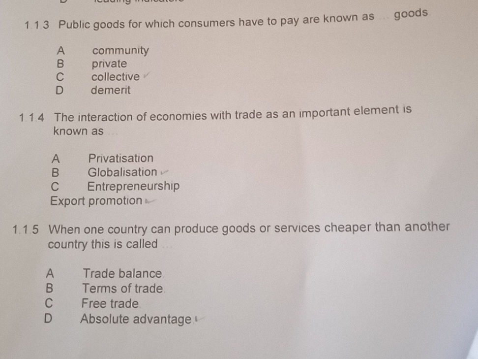 1.13 Public goods for which consumers have | StudyX