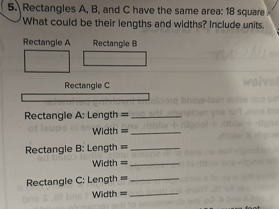 5. Rectangles A, B, and C have the same | StudyX