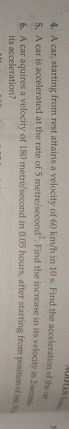 4. A car, starting from rest attains a | StudyX
