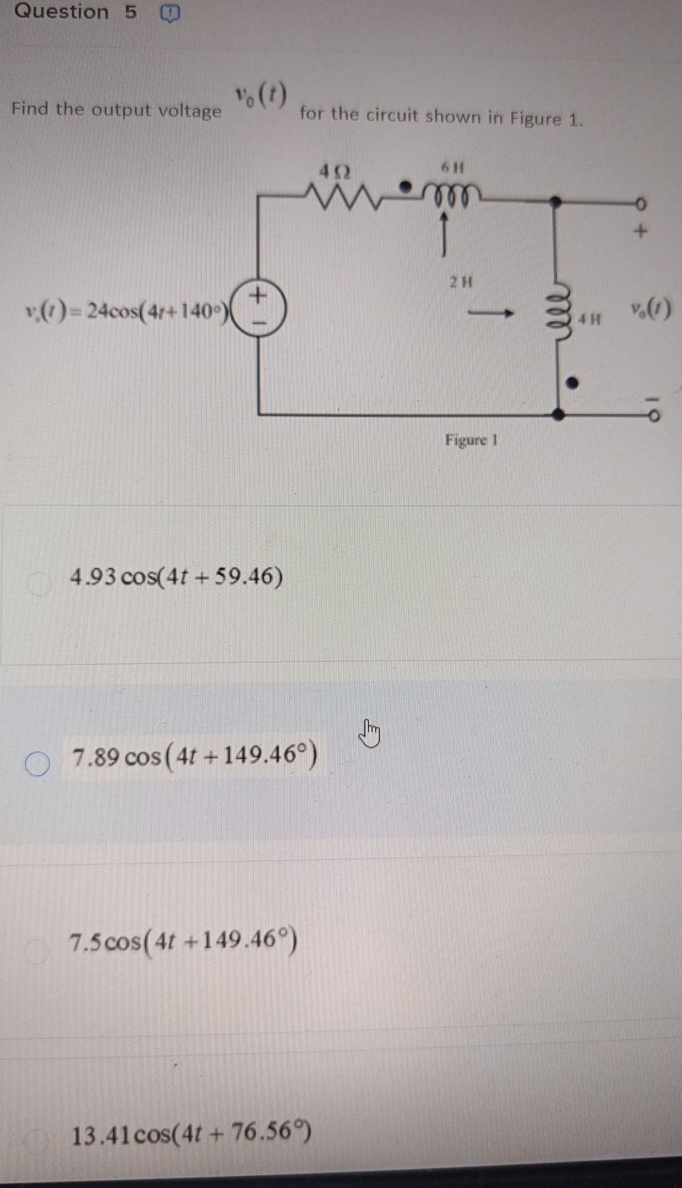 Find the output voltage $v_o(t)$ for the | StudyX