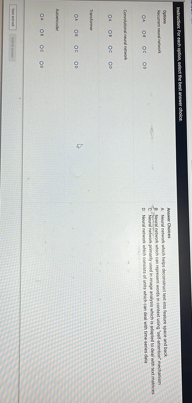 Instruction: For each option, select the | StudyX
