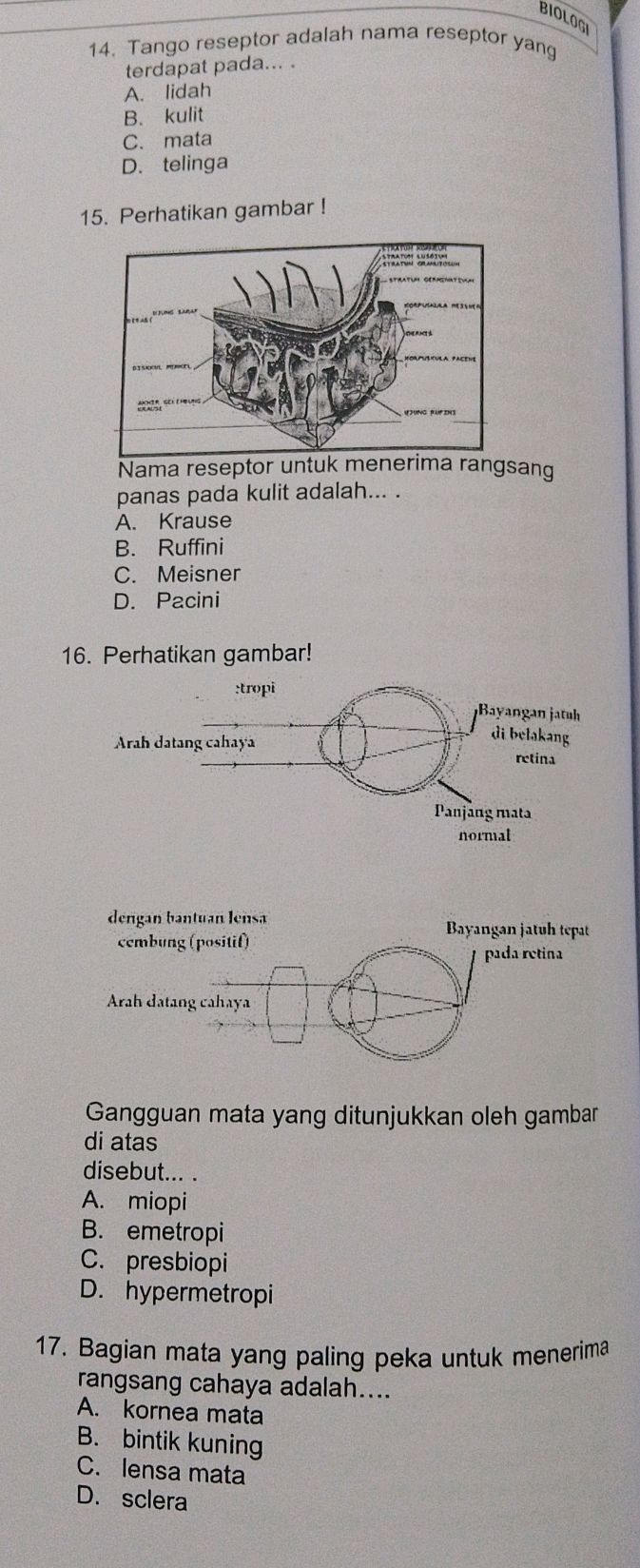 14. Tango reseptor adalah nama reseptor yang | StudyX