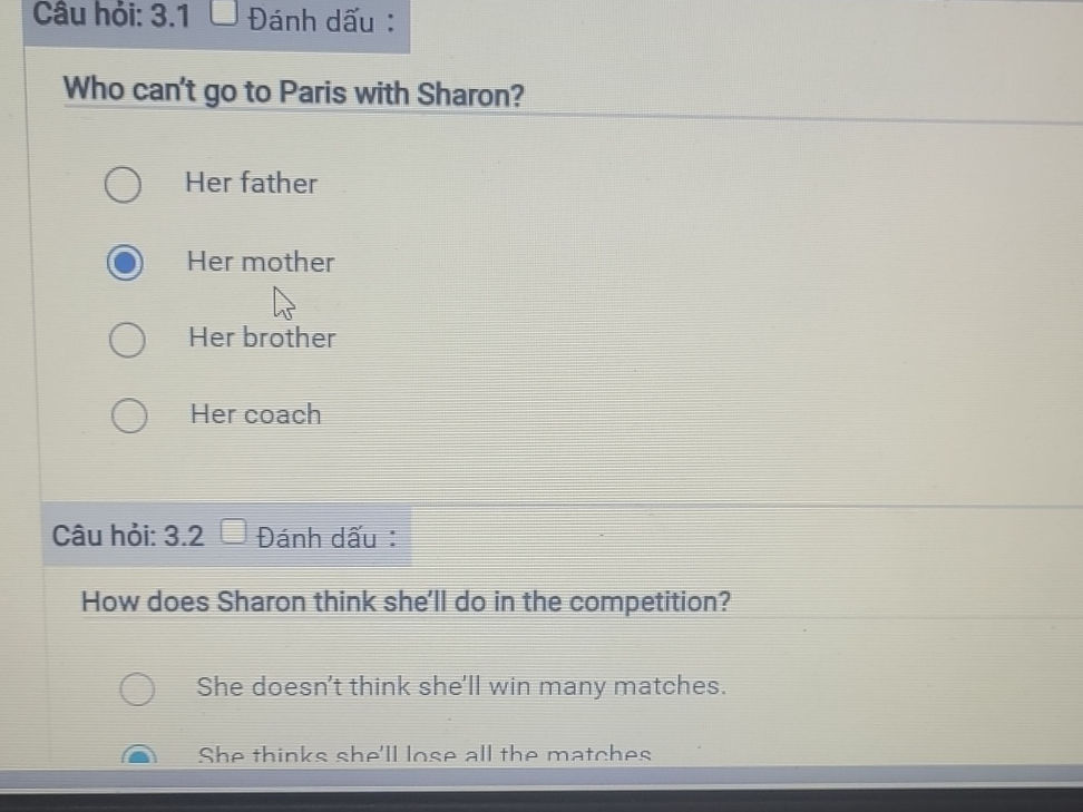 Who can't go to Paris with Sharon? Her | StudyX