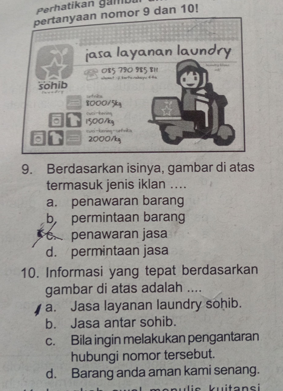 9. Berdasarkan isinya, gambar di atas | StudyX