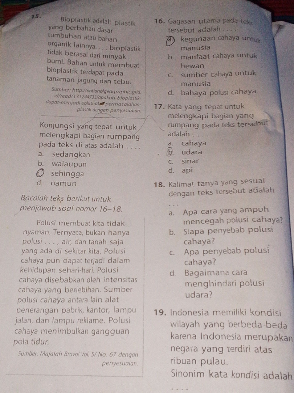 15. Konjungsi yang tepat untuk melengkapi | StudyX