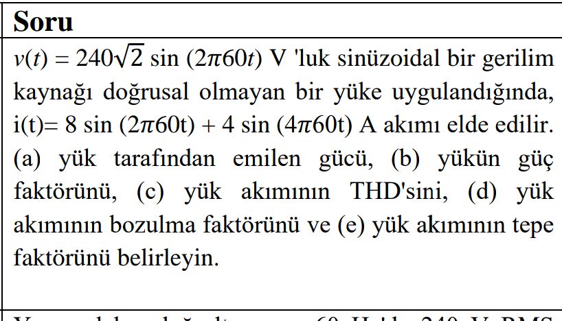 v(t) = 240 {2} {(2 60t)} V 'luk sinüzoidal | StudyX
