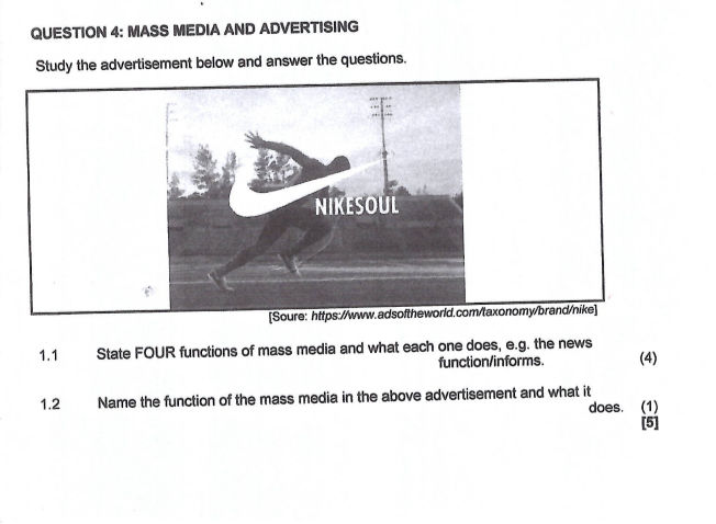 QUESTION 4: MASS MEDIA AND ADVERTISING Study | StudyX