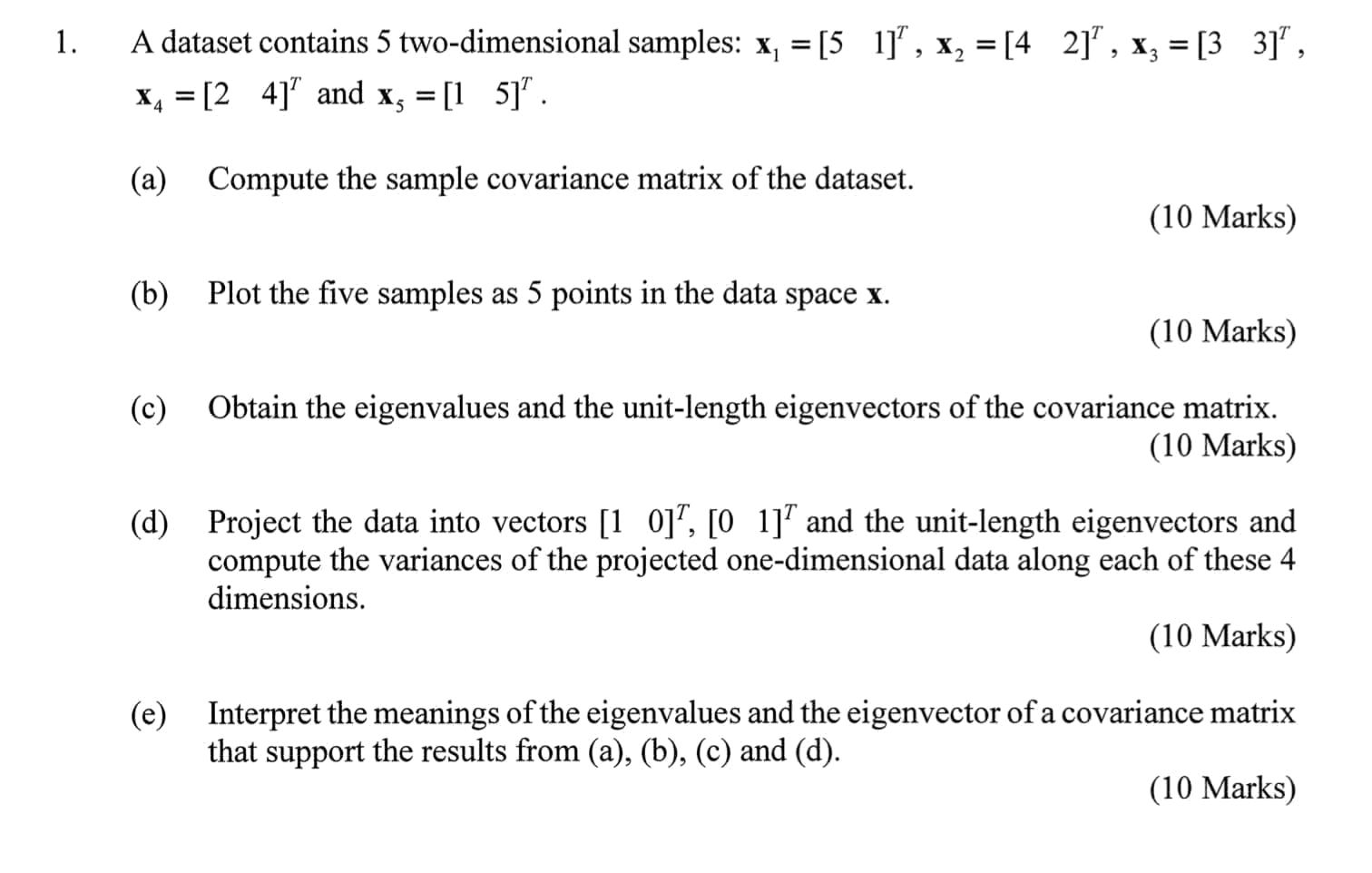 1. A dataset contains 5 two-dimensional | StudyX