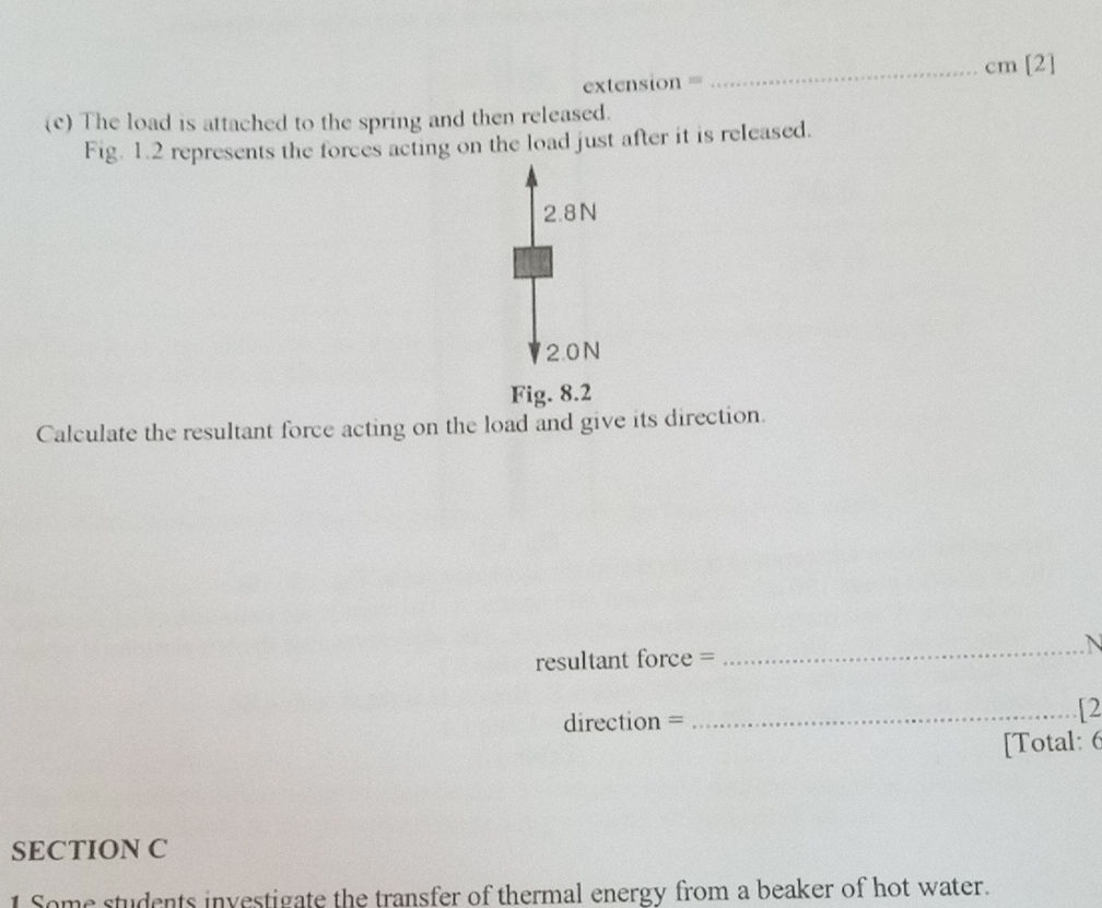(c) The load is attached to the spring and | StudyX
