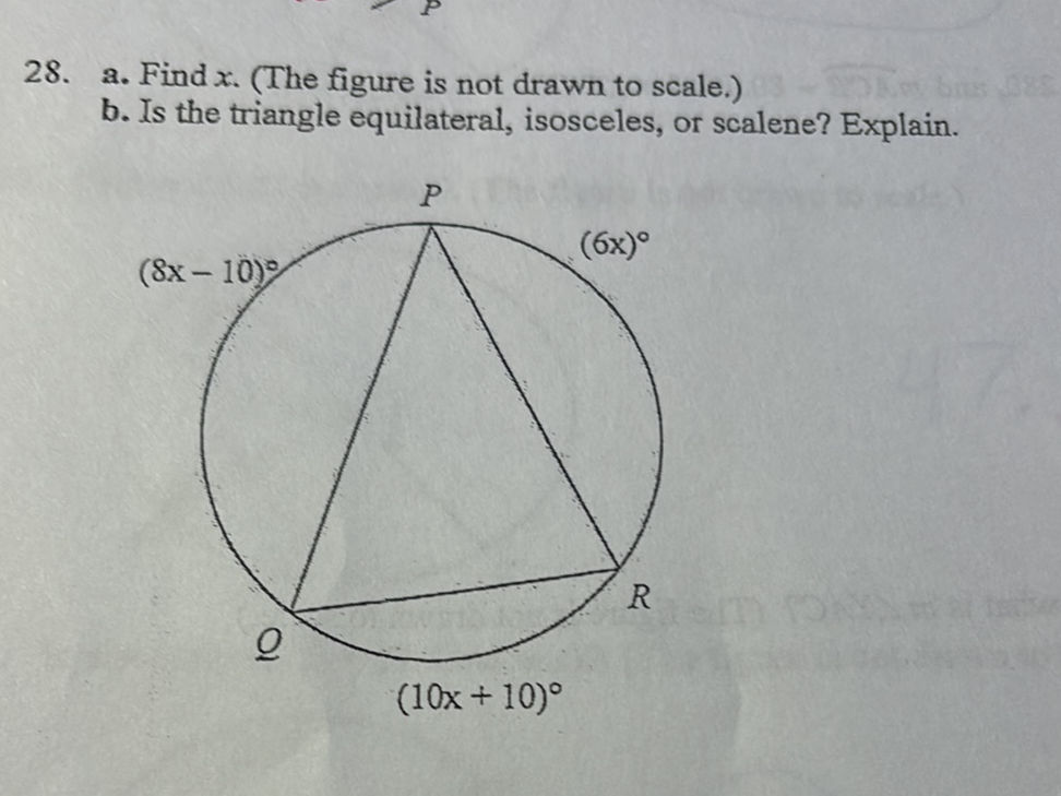 28. a. Find x. (The figure is not drawn to | StudyX