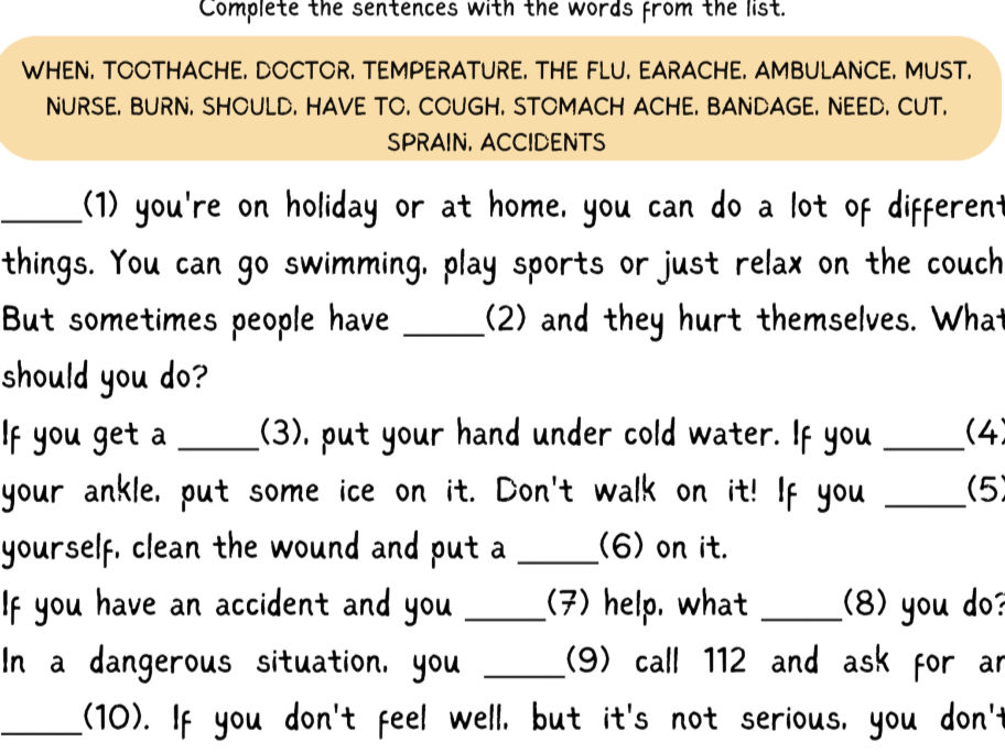 Complete the sentences with the words from | StudyX
