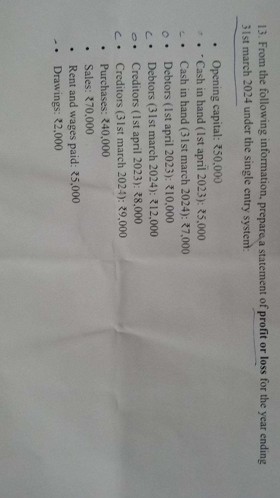 13. From the following information, prepare | StudyX