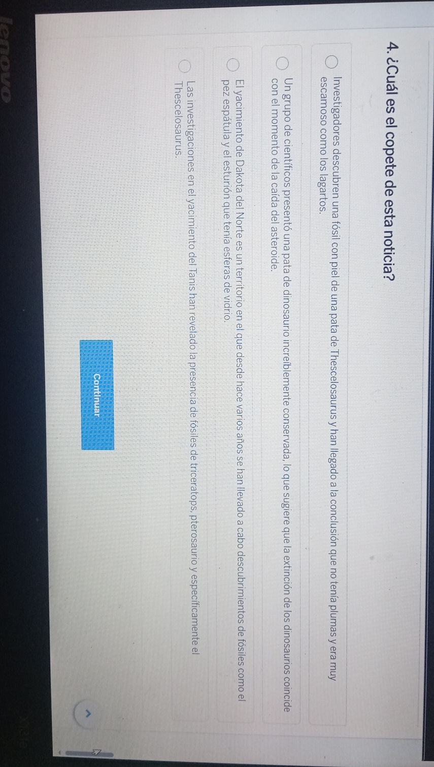 4. ¿Cuál es el copete de esta noticia? | StudyX
