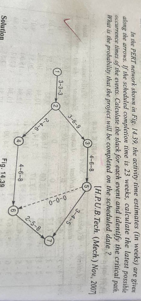 In the PERT network shown in Fig. 14.39, the | StudyX