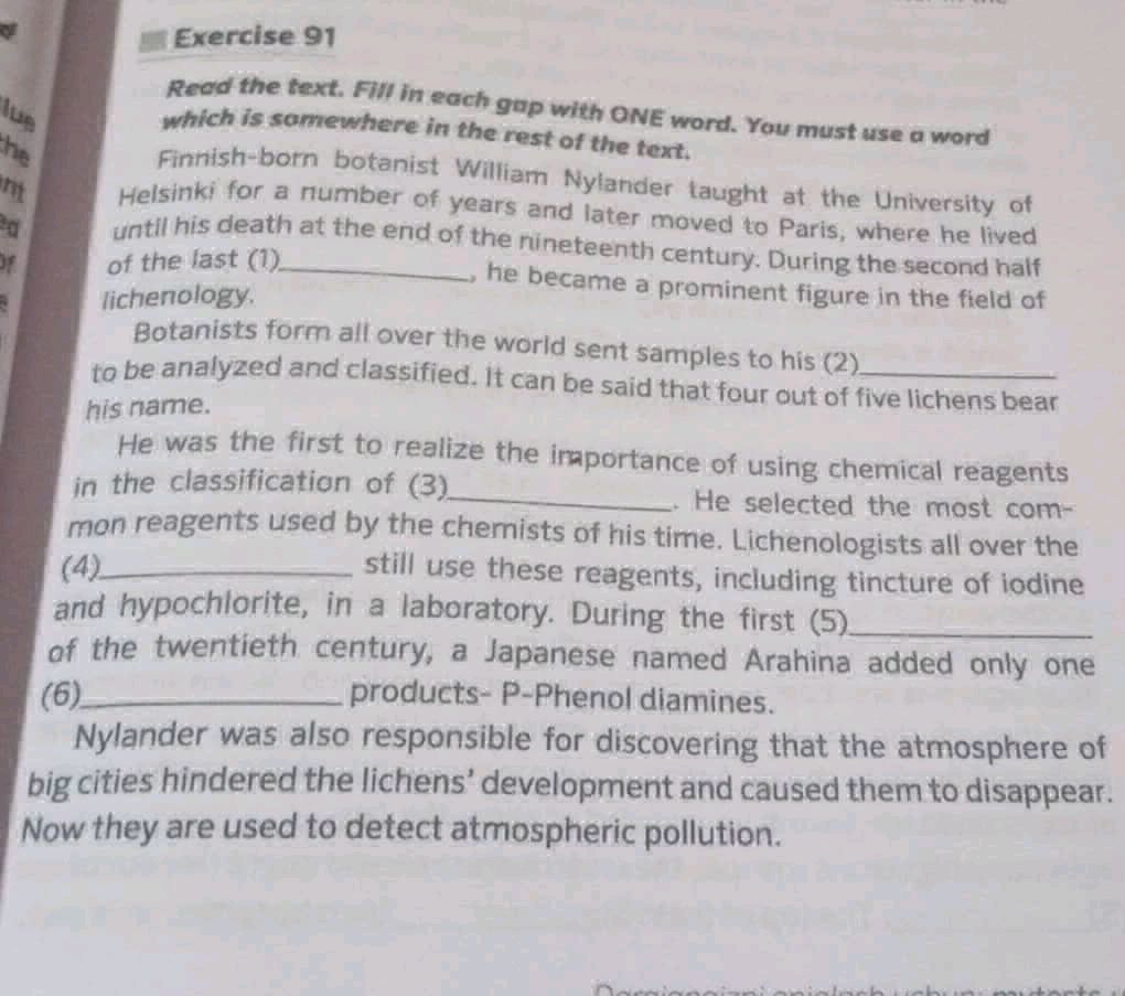Exercise 91 Read the text. Fill in each gap | StudyX