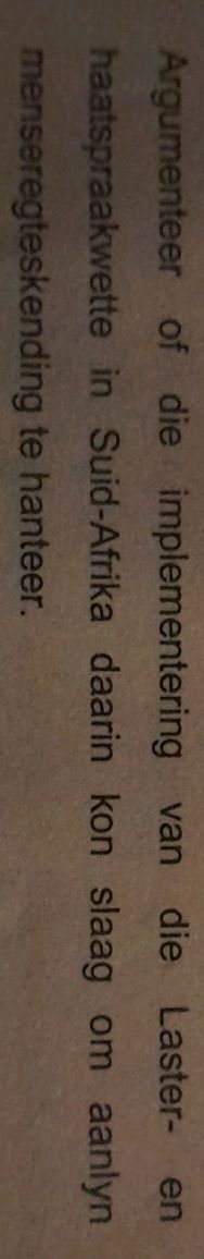 Argumenteer of die implementering van die | StudyX