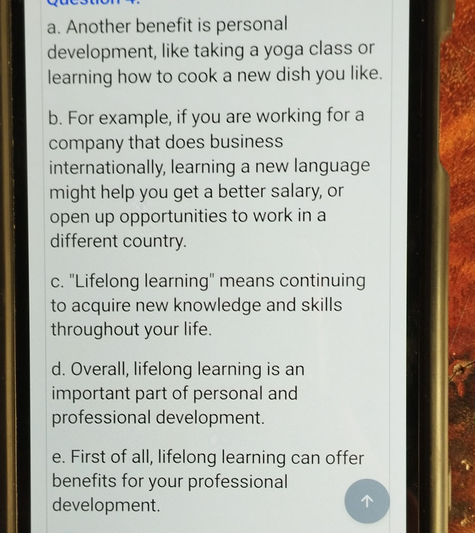 a. Another benefit is personal development, | StudyX