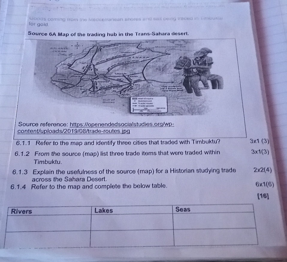 6.1.1 Refer to the map and identify three | StudyX
