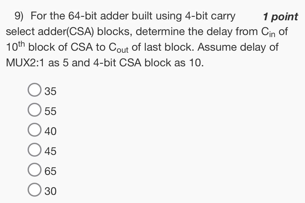 9) For the 64-bit adder built using 4-bit | StudyX
