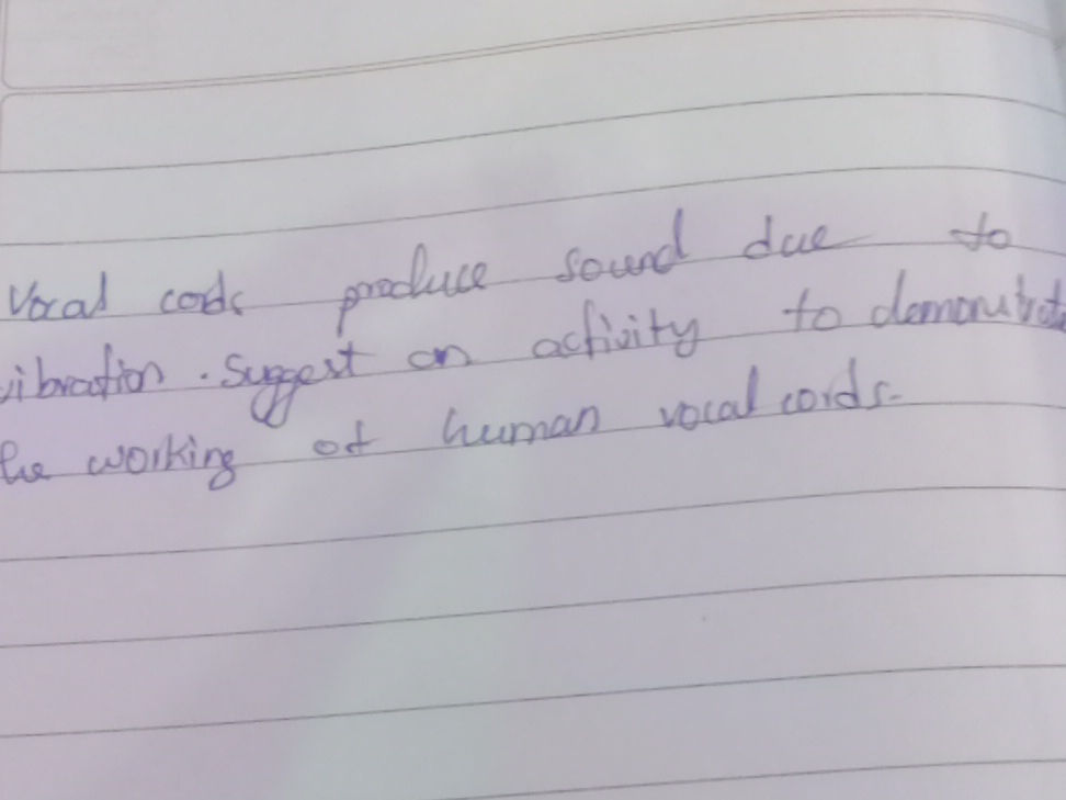 Vorat cods produce sound due to ibration. | StudyX
