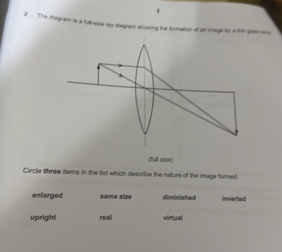 The diagram is a full-size ray diagram | StudyX