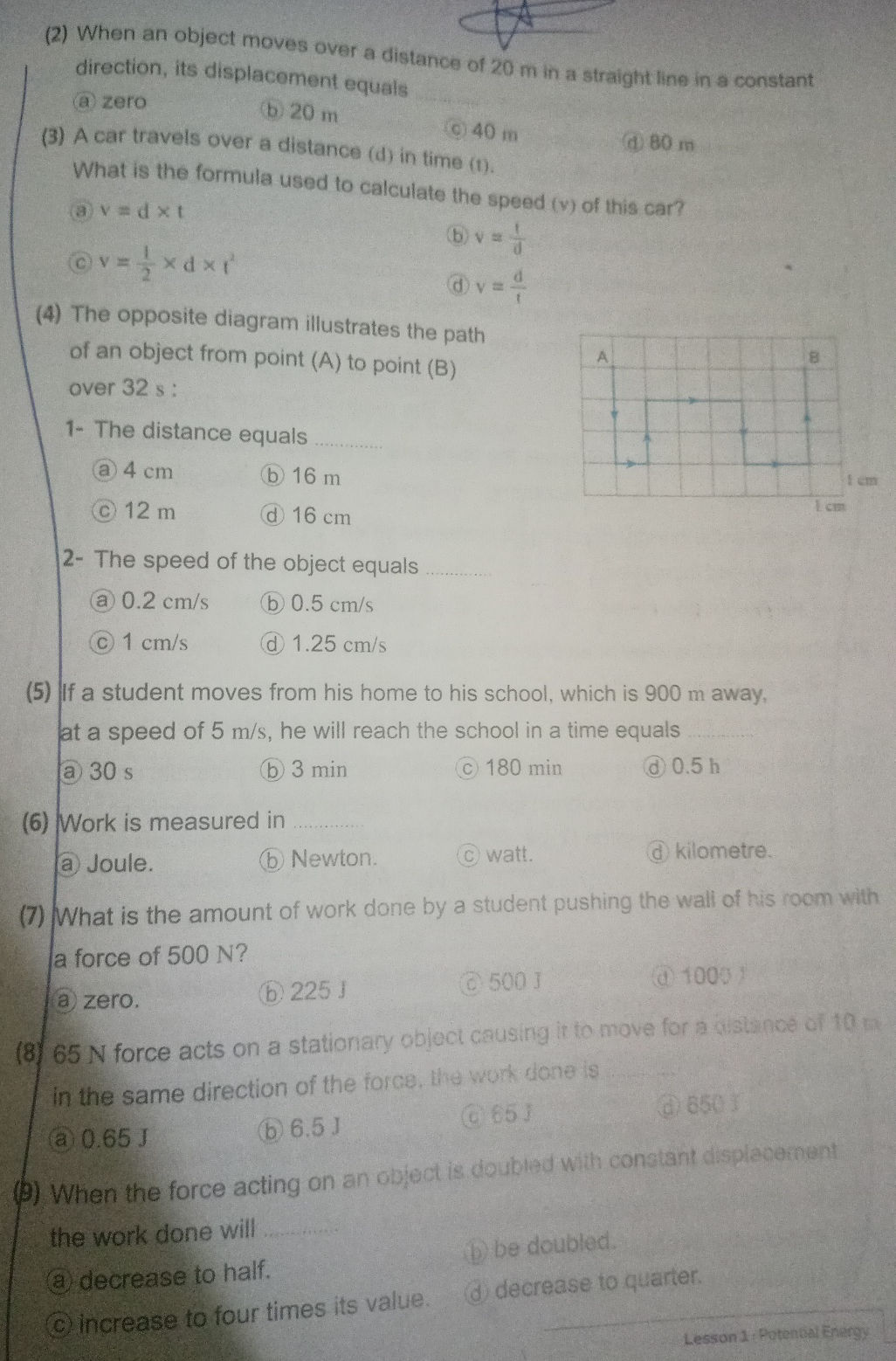 (2) When an object moves over a distance of | StudyX