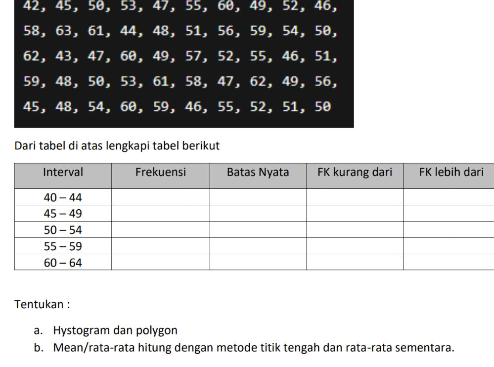 Dari tabel di atas lengkapi tabel berikut | | StudyX