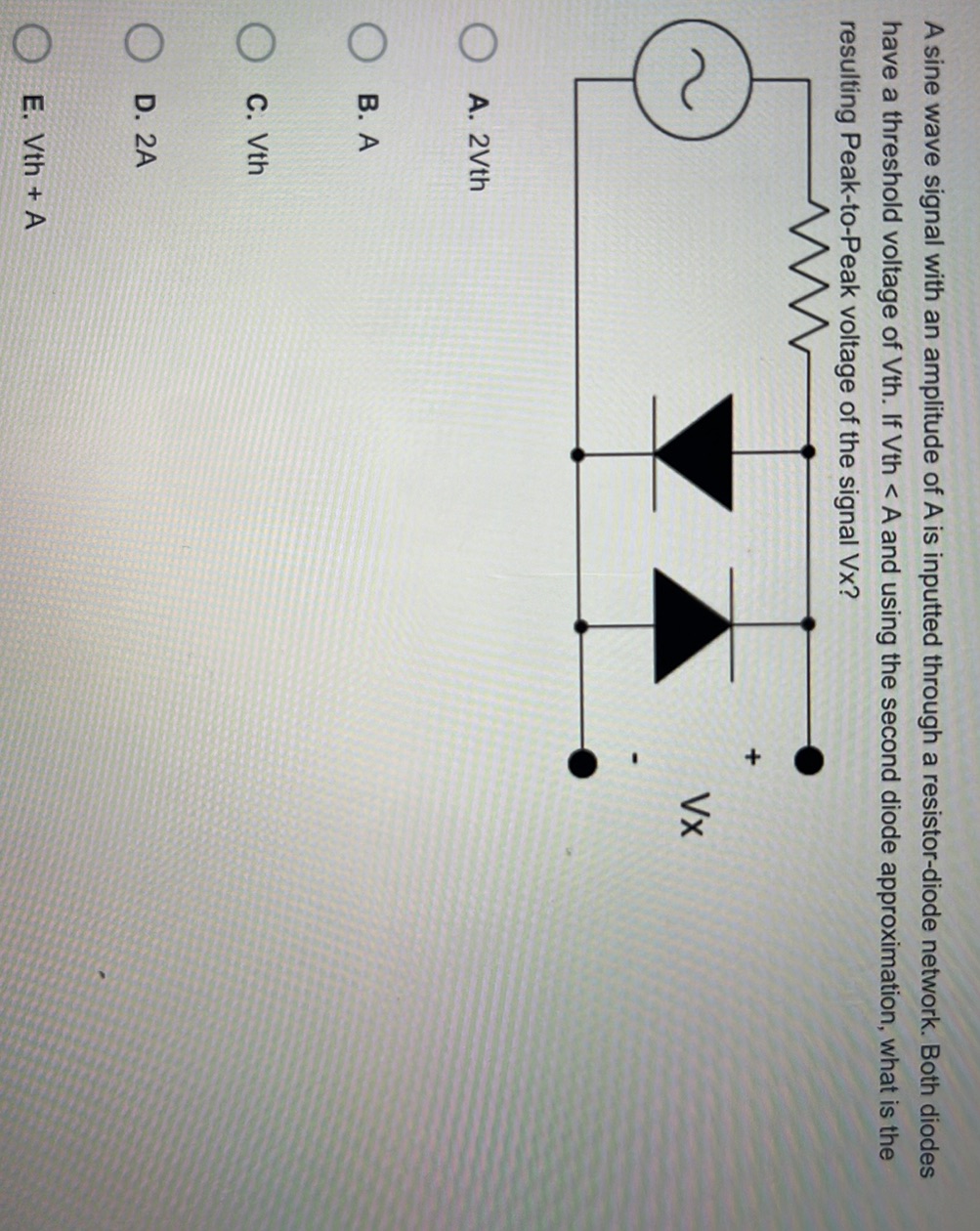 A sine wave signal with an amplitude of A is | StudyX