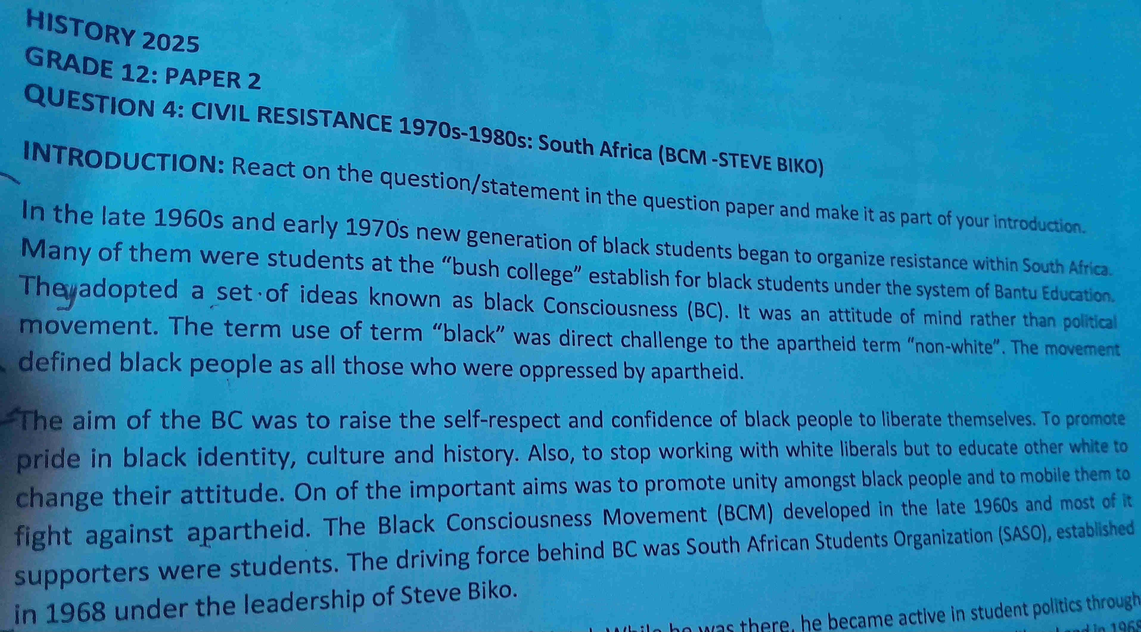 QUESTION 4: CIVIL RESISTANCE 1970s-1980s: | StudyX
