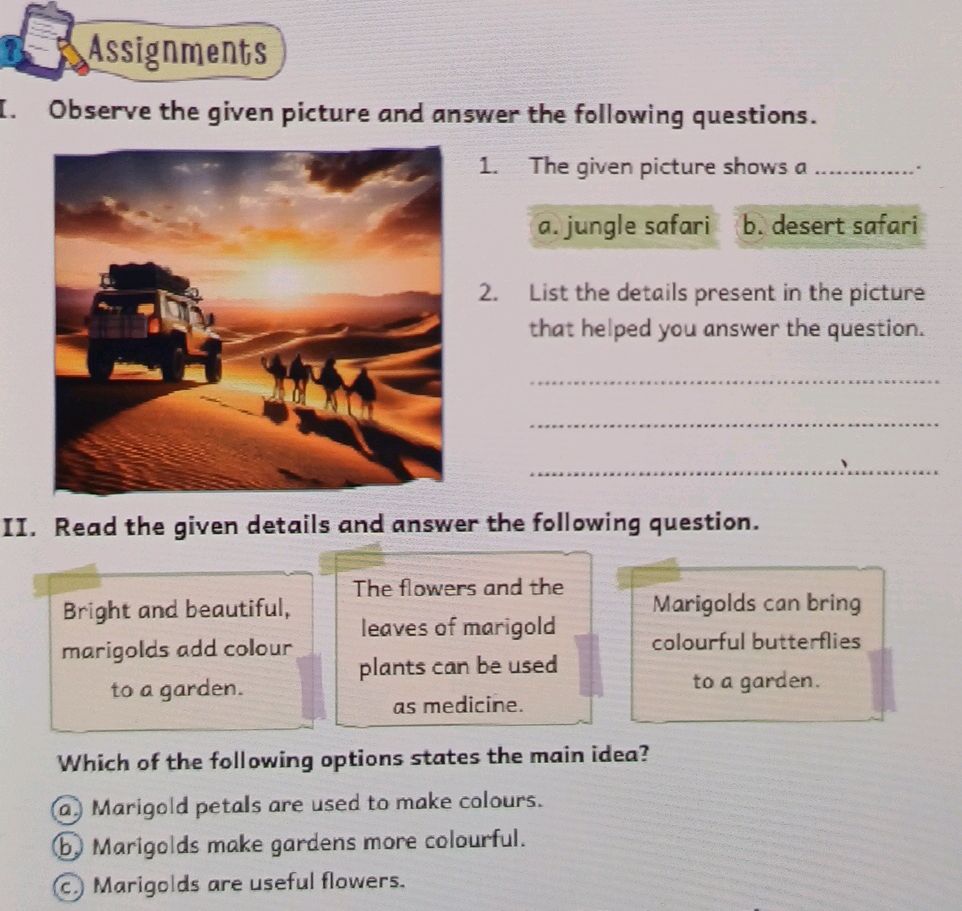 I. Observe the given picture and answer the | StudyX