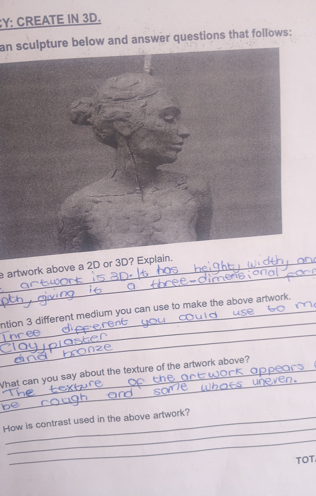 e artwork above a 2D or 3D? Explain. | StudyX