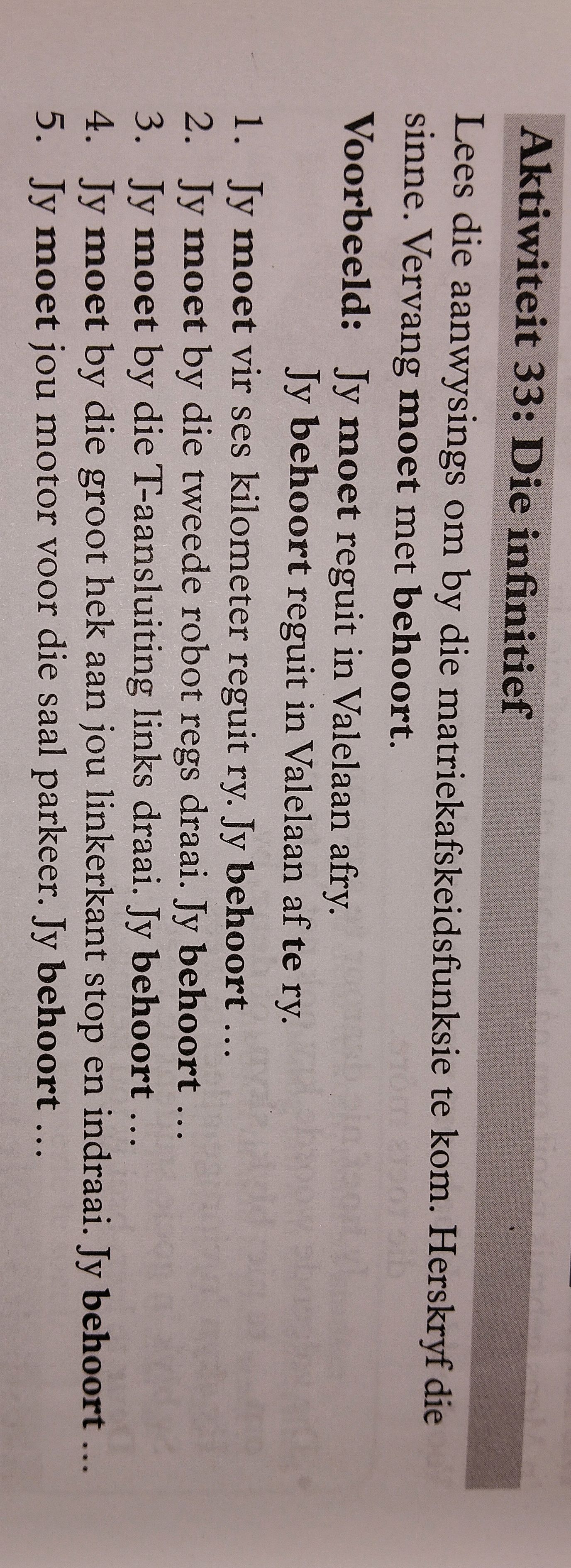 Aktiwiteit 33: Die infinitief Lees die | StudyX