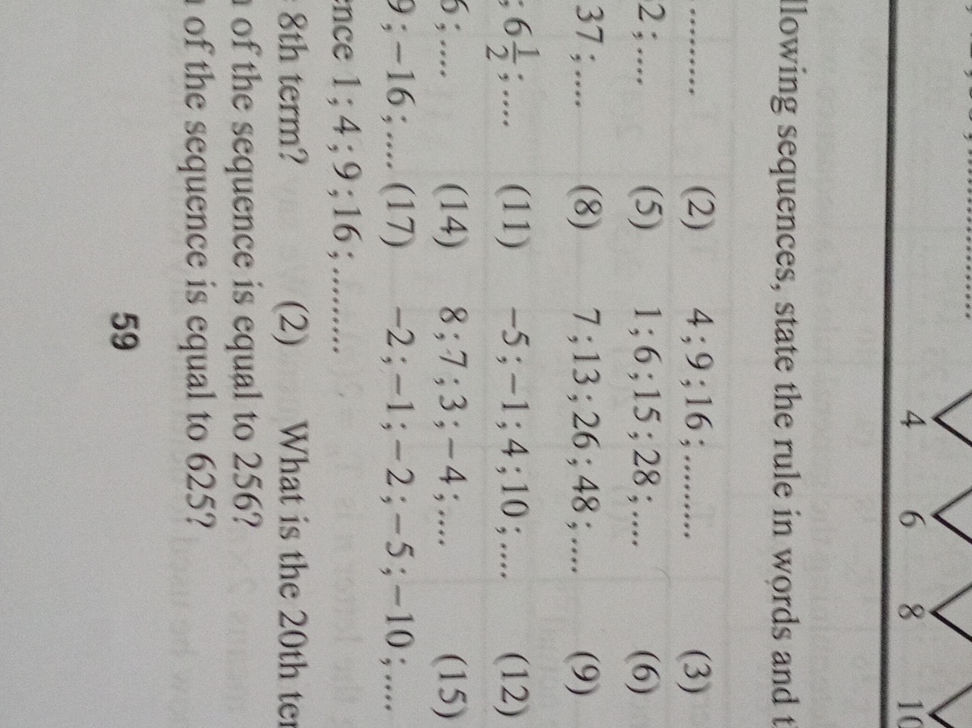 Following sequences, state the rule in words | StudyX