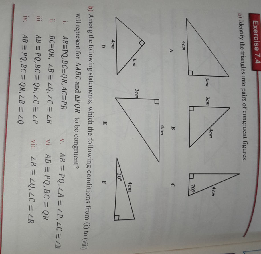 a) Identify the triangles into pairs of | StudyX