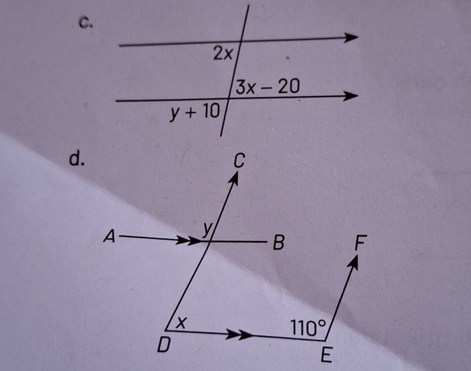 c. Diagram with angles labeled: $2x$, | StudyX