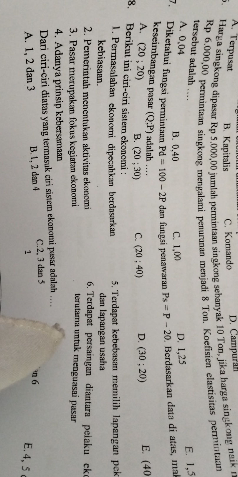 7. Diketahui fungsi permintaan $Pd = 100 - | StudyX