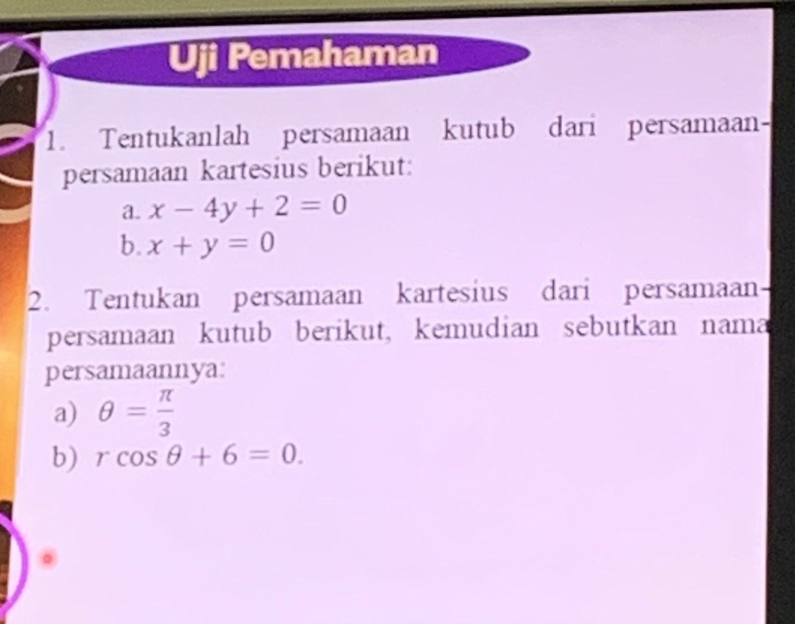 1. Tentukanlah persamaan kutub dari | StudyX