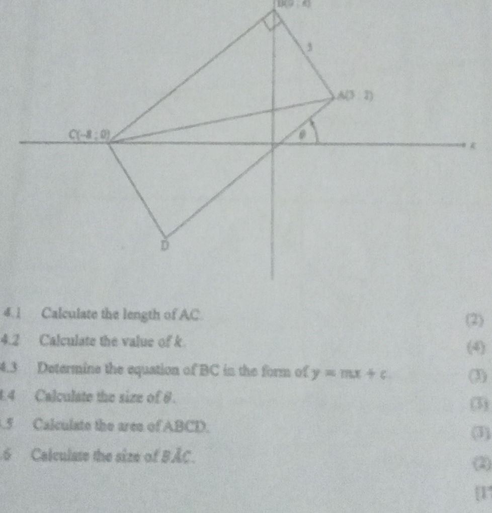 4.1 Calculate the length of AC 4.2 Calculate | StudyX