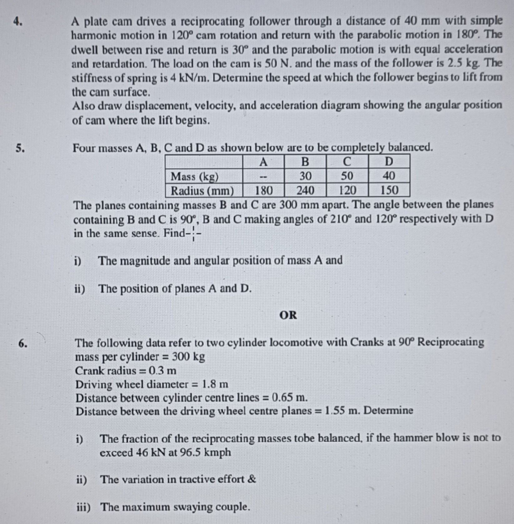 4. A plate cam drives a reciprocating | StudyX