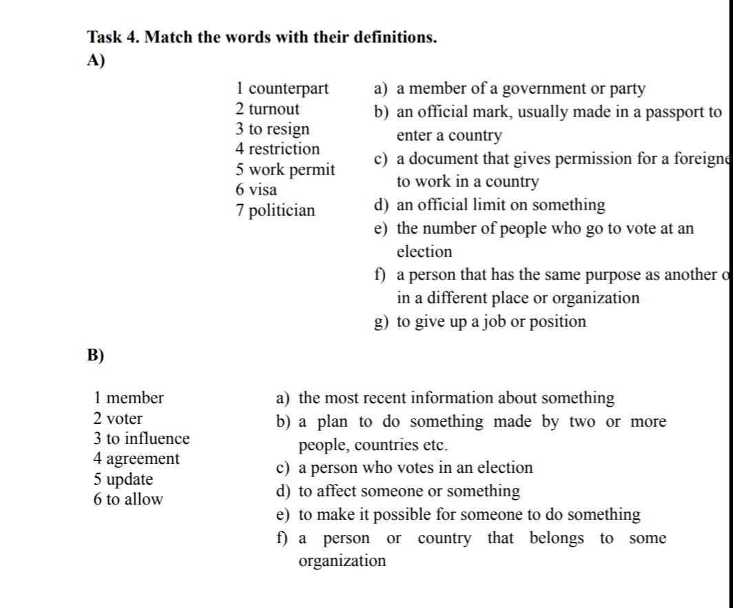 Task 4. Match the words with their | StudyX