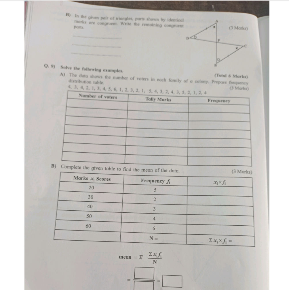 B) In the given pair of triangles, parts | StudyX