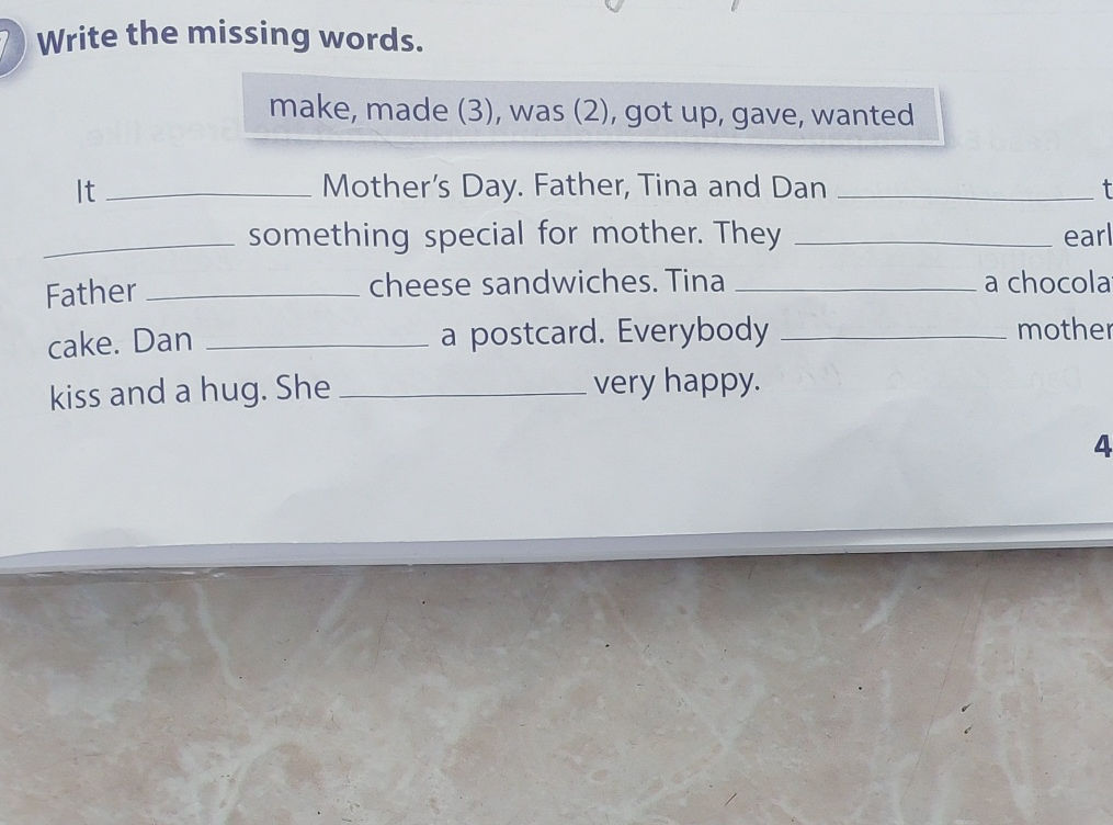 Write the missing words. make, made (3), | StudyX