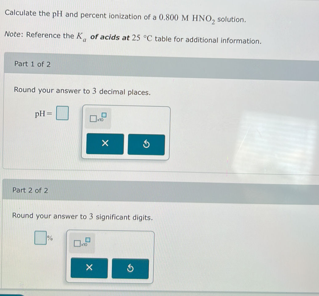 Calculate the pH and percent ionization of a | StudyX