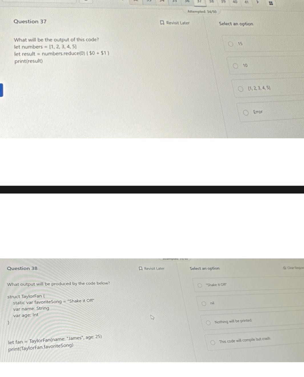 Question 37 What will be the output of this | StudyX