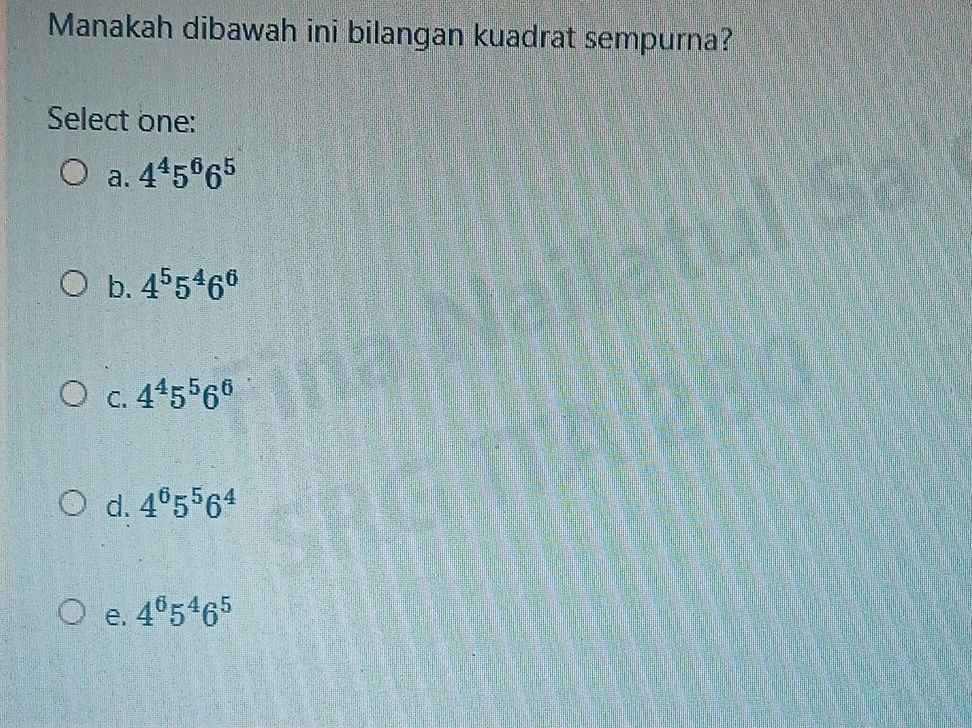 Manakah dibawah ini bilangan kuadrat | StudyX