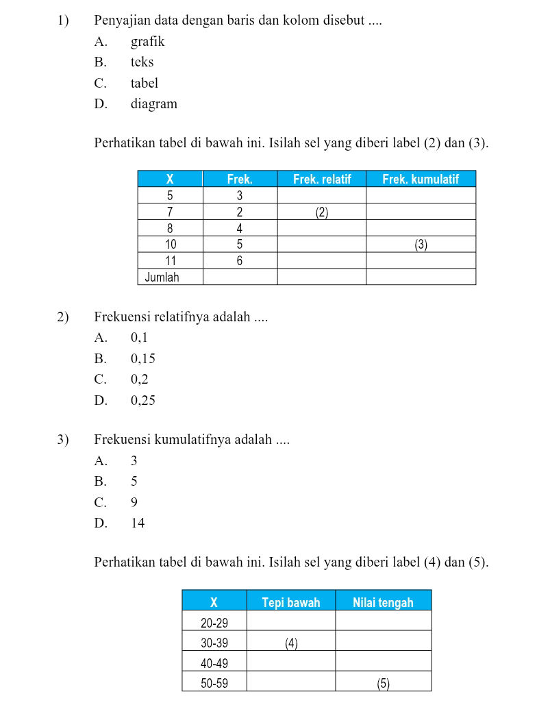 1) Penyajian data dengan baris dan kolom | StudyX