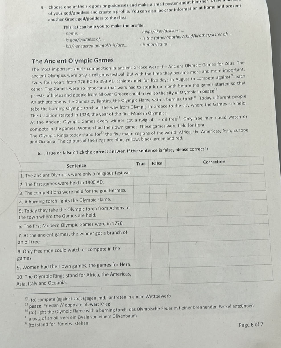 5. Choose one of the six gods or goddesses | StudyX