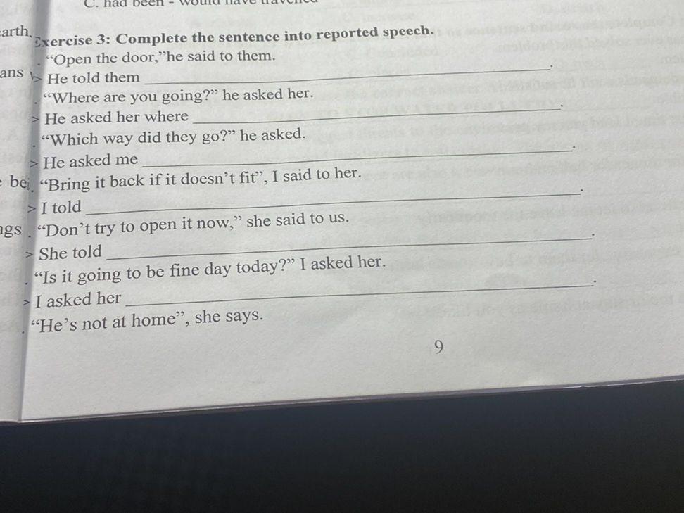 Exercise 3: Complete the sentence into | StudyX